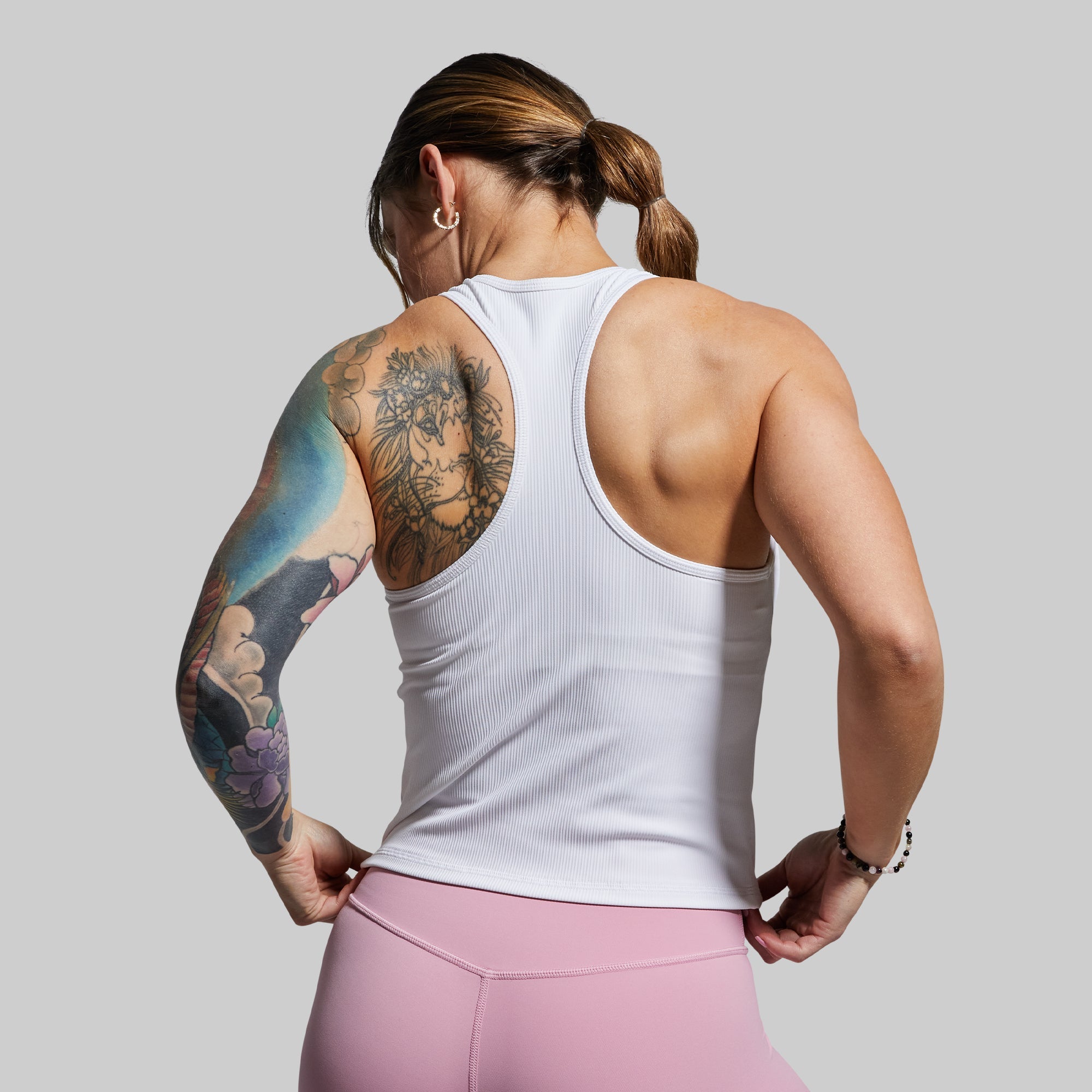 Women's White Ribbed Racerback Tank Top | Born Primitive – bornprimitive canada