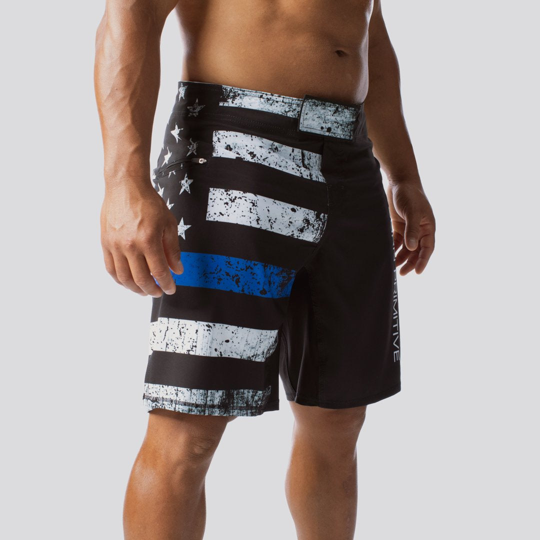 Thin Blue Line Shorts | Police Blue Line Flag Shorts – bornprimitive canada